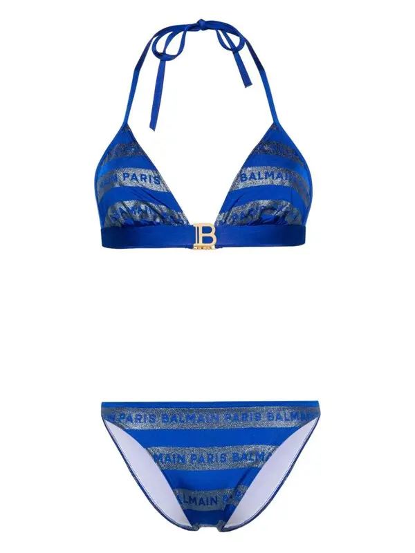 Balmain Logo-print Triangle Bikini Set