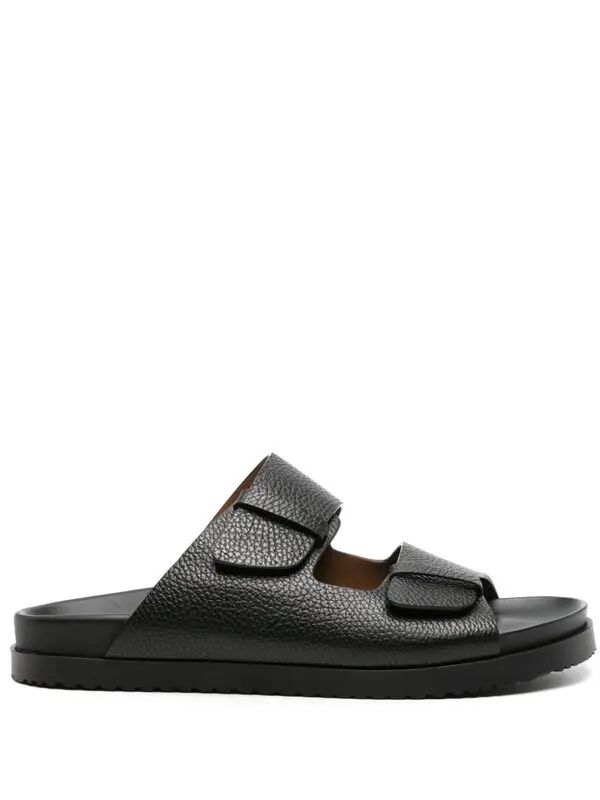 DOUCAL'S Round-toe Leather Slides