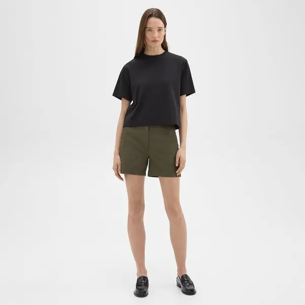 Theory Waist Tab Short In Good Linen - Dark Olive
