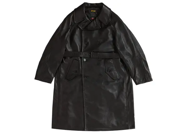 Supreme Schott Leather Trench Coat - Black | Editorialist