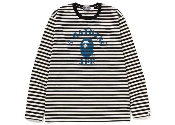 A BATHING APE Discharge College Hoop Long Sleeve Tee Shirt