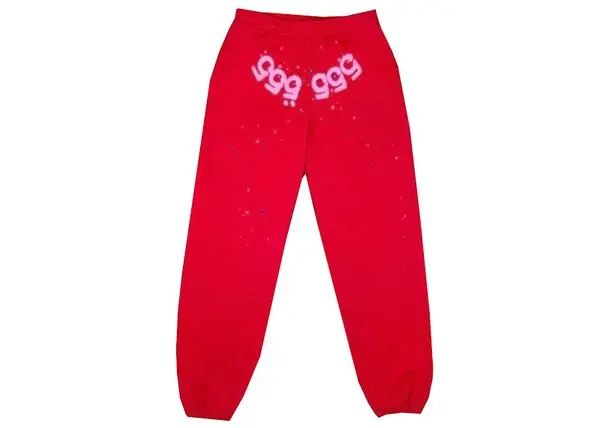 SP5DER Worldwide Angel Number 555 Sweatpants - Red