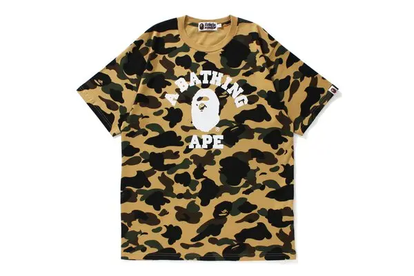 A BATHING APE 1st Camo College Tee Shirt - Yellow Camo