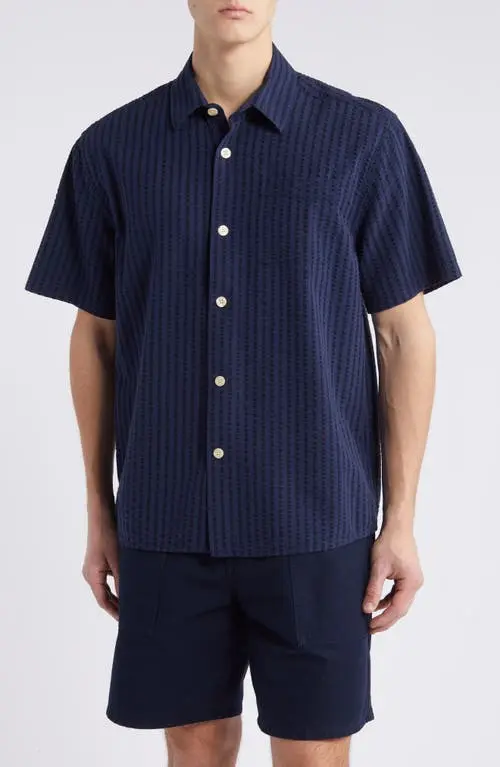 FORET Vole Short Sleeve Seersucker Button-up Shirt