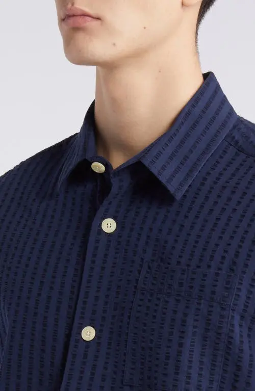FORET Vole Short Sleeve Seersucker Button-up Shirt