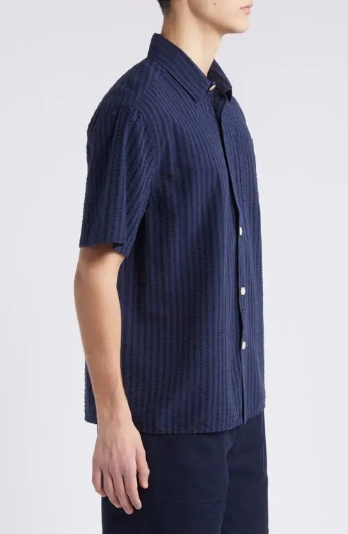 FORET Vole Short Sleeve Seersucker Button-up Shirt