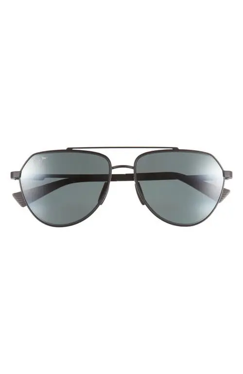 Maui Jim Waiwai 59mm Polarizedplus2® Aviator Sunglasses - Matte Black W/grey