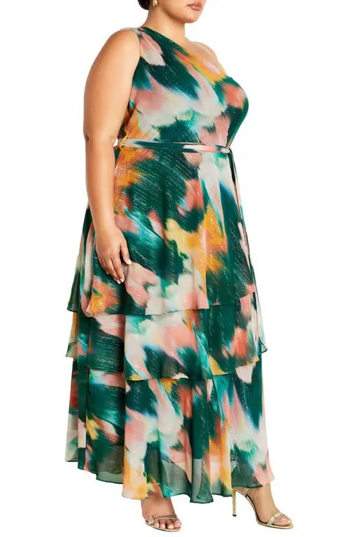 City Chic One-Shoulder Tiered Maxi Dress - Rendezvous | Editorialist