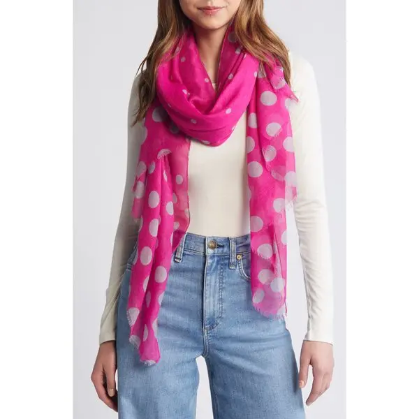 Tasha Polka Dot Scarf - Pink/grey