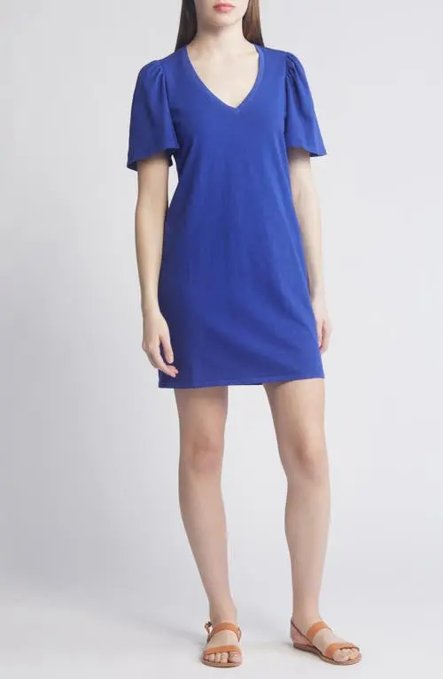 Nation Ltd Mallory Flutter Sleeve T-Shirt Dress In Cobalt - 55% Off |  Editorialist