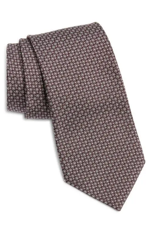 Zegna Floral Dot Mulberry Silk Jacquard Tie - Mulberry/pink