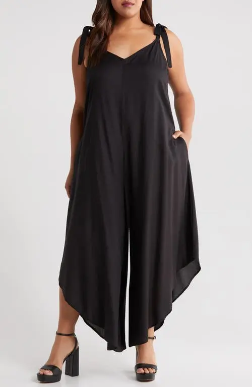 Vince Camuto Tie-strap Crop Wide-leg Jumpsuit - Rich Black