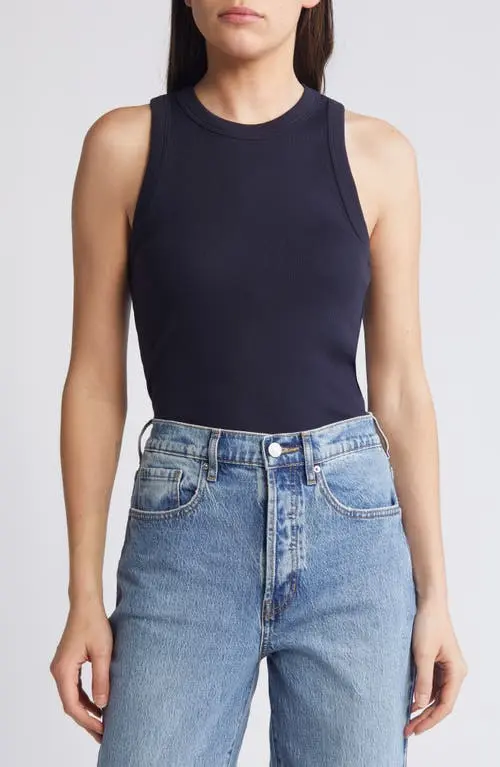 Veronica Beard Jordyn Stretch Sleeveless Pima Cotton Rib Top