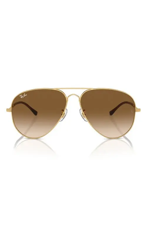 Ray-ban 58mm Gradient Aviator Sunglasses - Gold Flash