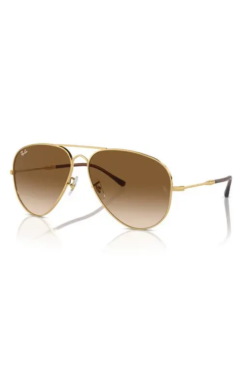 Ray-ban 58mm Gradient Aviator Sunglasses - Gold Flash
