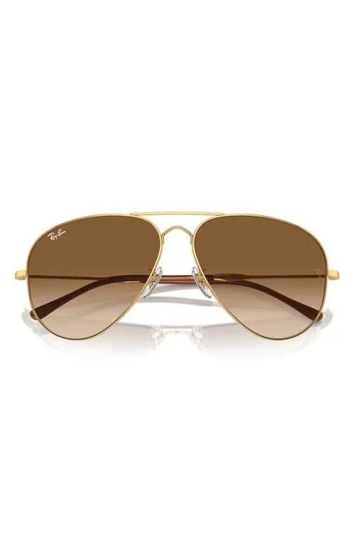 Ray-ban 58mm Gradient Aviator Sunglasses - Gold Flash