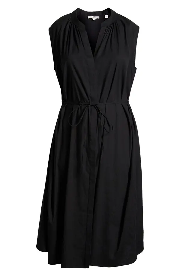 Vince Linen Blend Midi Dress In Black - 62% Off | Editorialist