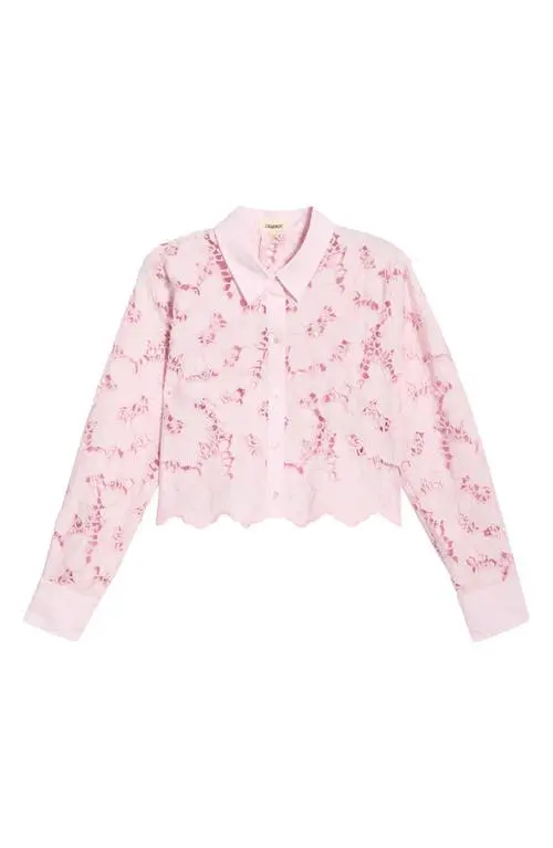 L'Agence Seychelle Cutwork Crop Shirt - Pale Cameo Pink