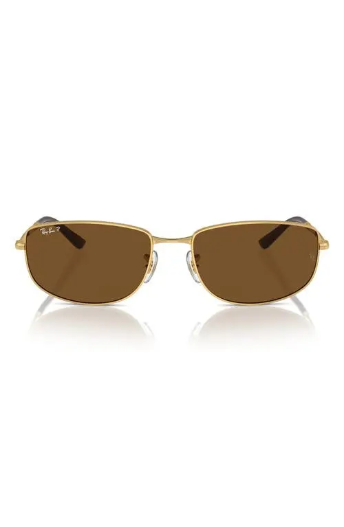 Ray-ban 56mm Irregular Sunglasses - Gold/brown