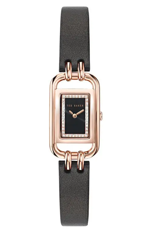 Ted Baker London Leather Strap Watch - Black