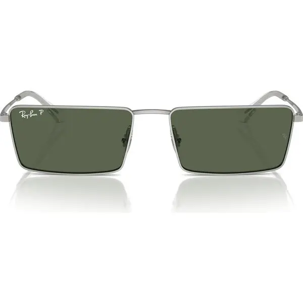 Ray-ban Emy 56mm Rectangular Sunglasses - Silver