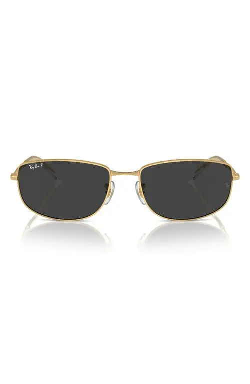 Ray-ban 59mm Polarized Oval Sunglasses - Gold Flash