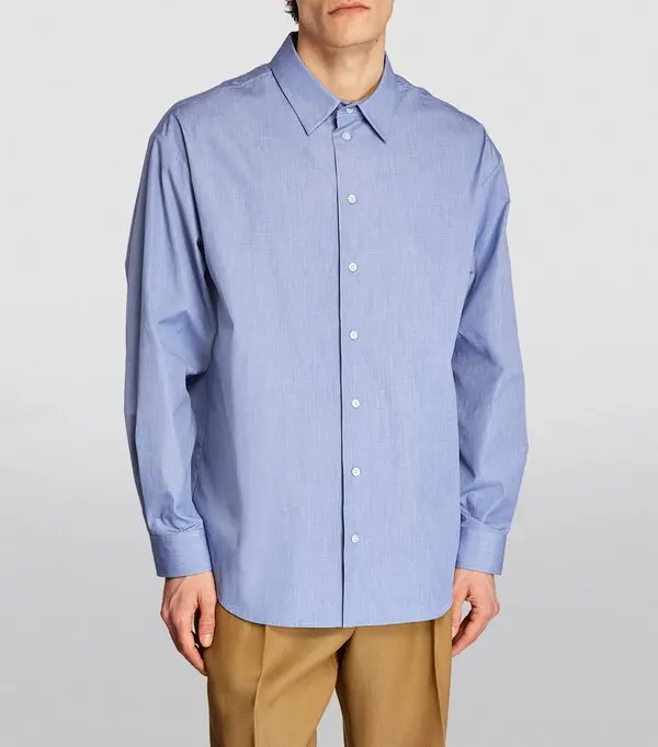 The Row Atticus Cotton Shirt In Blue - 32% Off | Editorialist
