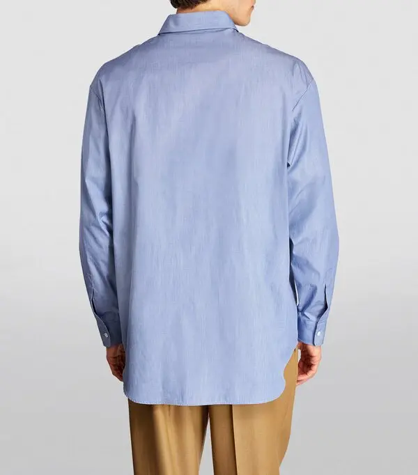 The Row Atticus Cotton Shirt In Blue - 32% Off | Editorialist