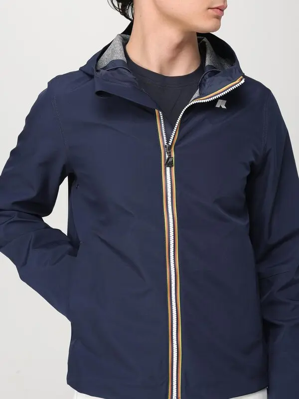 K-WAY Zip-up Hooded Jacket With Logo Detail - Blue