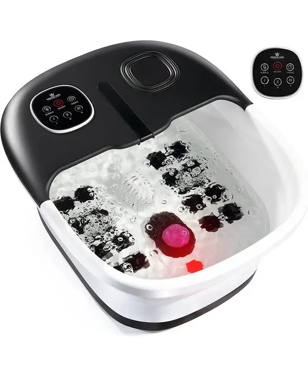 MEDICALKINGUSA Foot Spa With Heat And Massage And Jets Includes A Remote Control A Pumice Stone Collapsible Massager With Bubbles And Vibration - Open Miscellaneous
