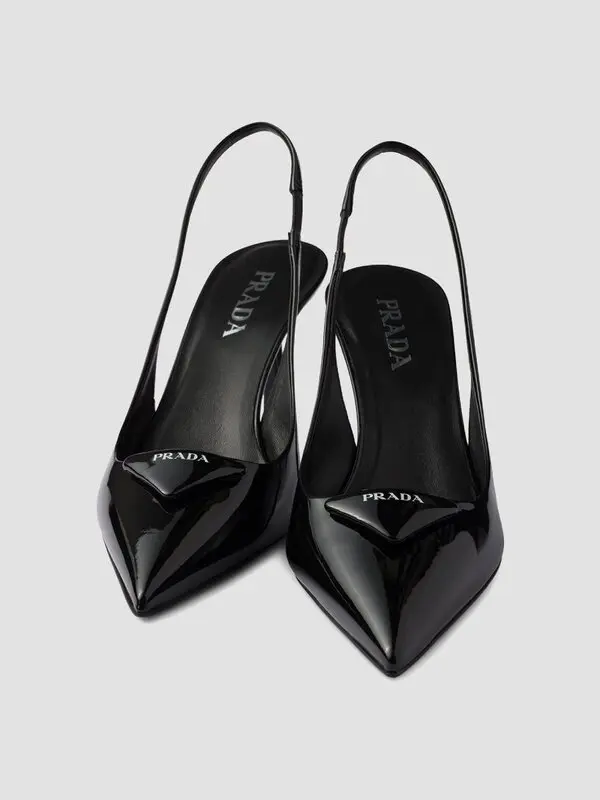 Prada Patent Leather Slingback Pumps - Black