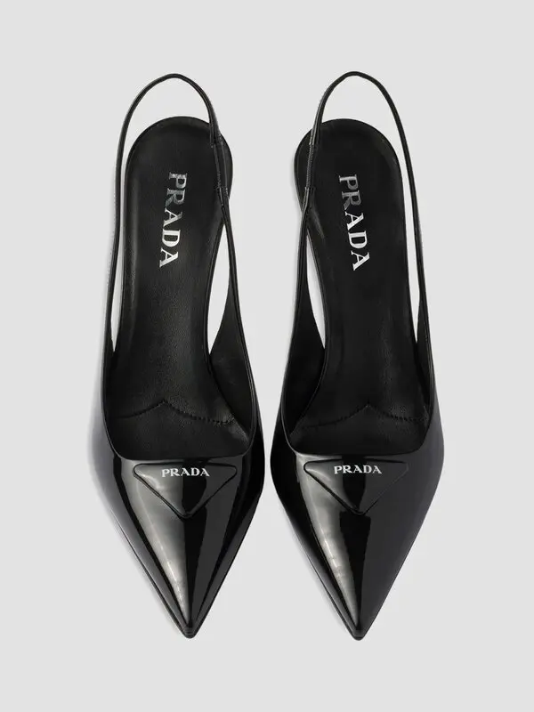 Prada Patent Leather Slingback Pumps - Black