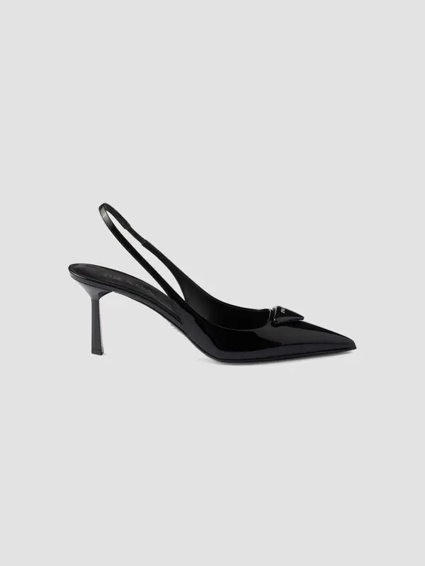 Prada Patent Leather Slingback Pumps - Black