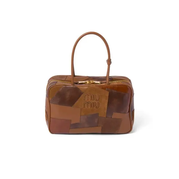 Miu Miu Leather Patchwork Bag - Cognac