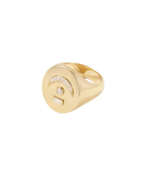 FOUNDRAE Bird's Eye Pause Internal Compass Signet Ring - Gold