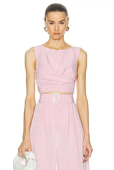 Matthew Bruch Boat Neck Sleeveless Wrap Top