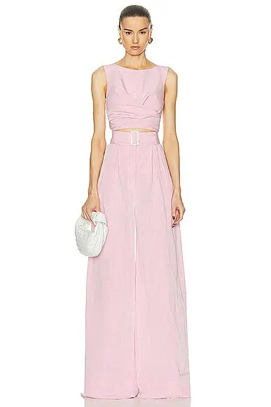 Matthew Bruch Boat Neck Sleeveless Wrap Top