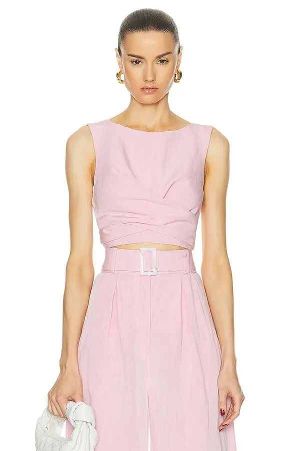 Matthew Bruch Boat Neck Sleeveless Wrap Top