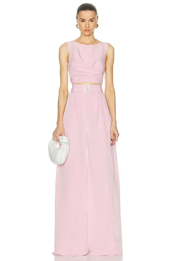 Matthew Bruch Boat Neck Sleeveless Wrap Top
