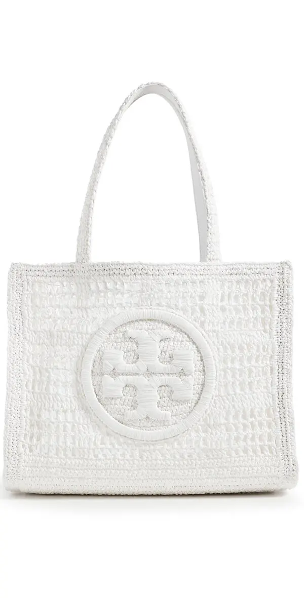 Tory Burch Ella Hand Crocheted Small Tote - White