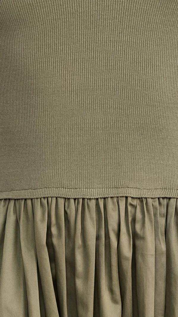 La Ligne Knit Combo Dress With Poplin Skirt In Khaki Green - 60% Off |  Editorialist