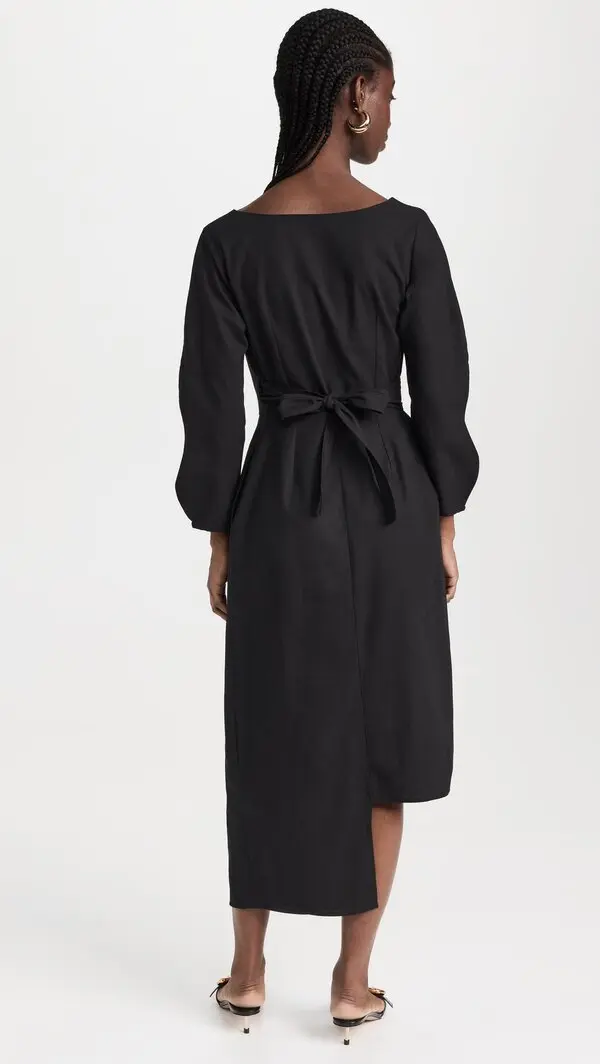 Selfi Two Wave Asymmetrical Wrap Dress In Black - 80% Off | Editorialist