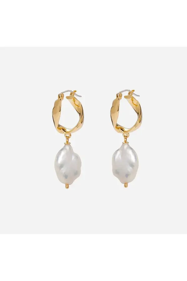 Lady Grey Plated Infinity Pearl Hoop Earrings