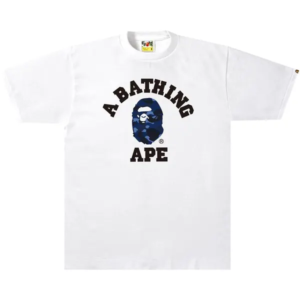 A BATHING APE Color Camo College Tee /navy - White