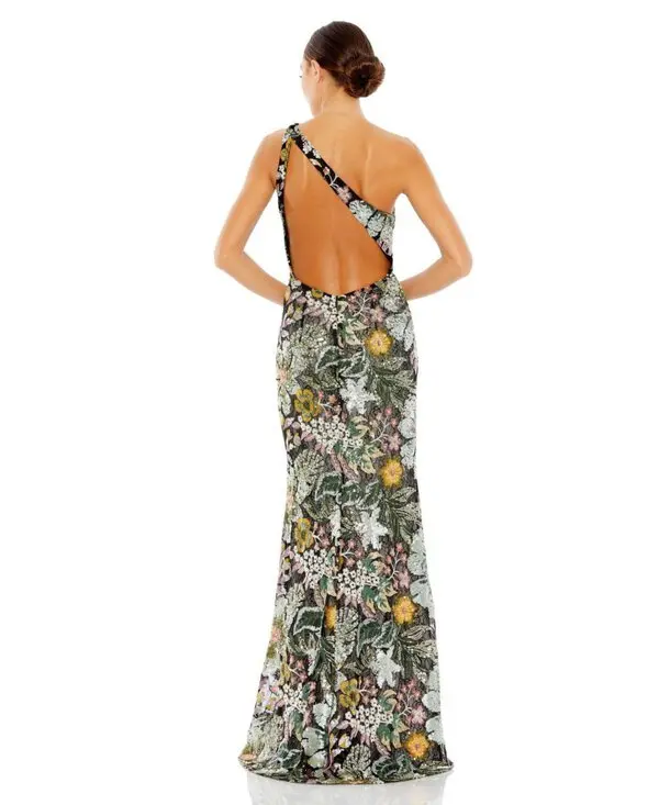 Mac Duggal Embellished One-shoulder Gown