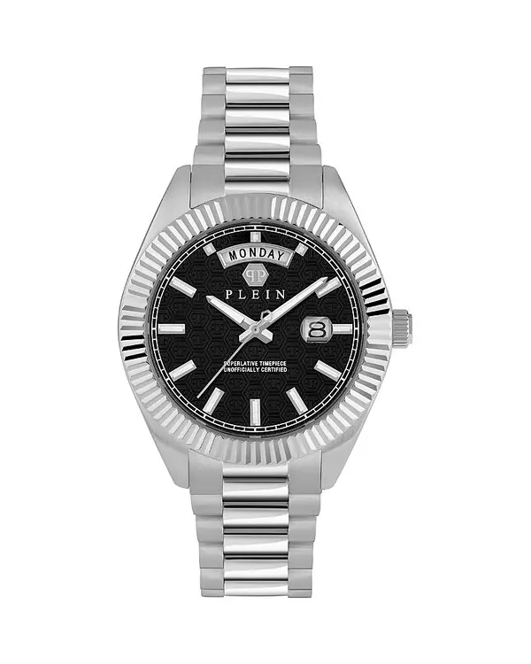 Philipp Plein Date Superlative 42mm Watch - Black/silver