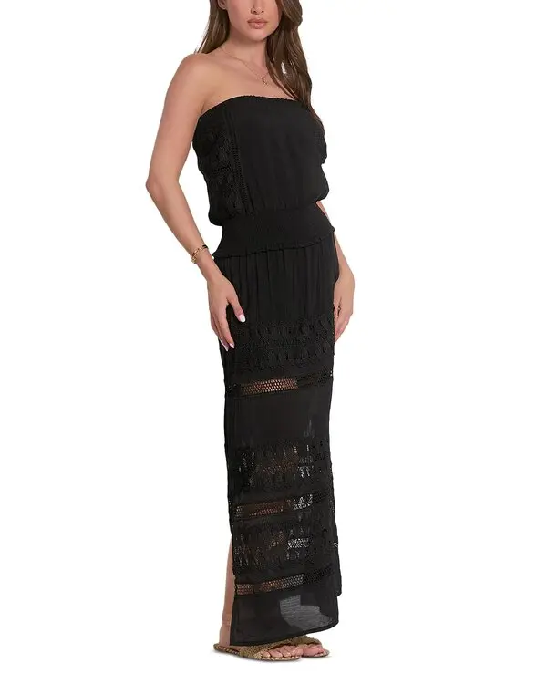 Elan Strapless Crochet Maxi Dress - Black