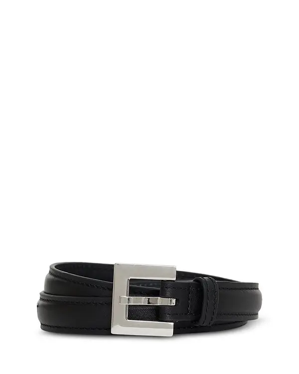 ANINE BING Nicola Leather Belt - Black/silver