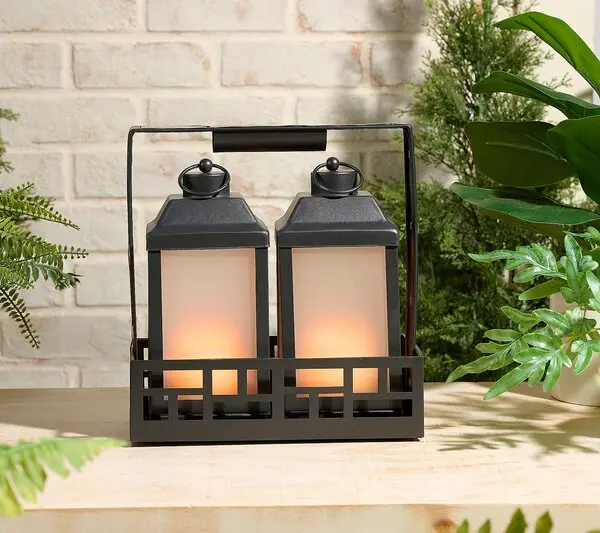 P.S. HOME Set Of 2 Solar-powered Lanterns With Charging Base - One-color