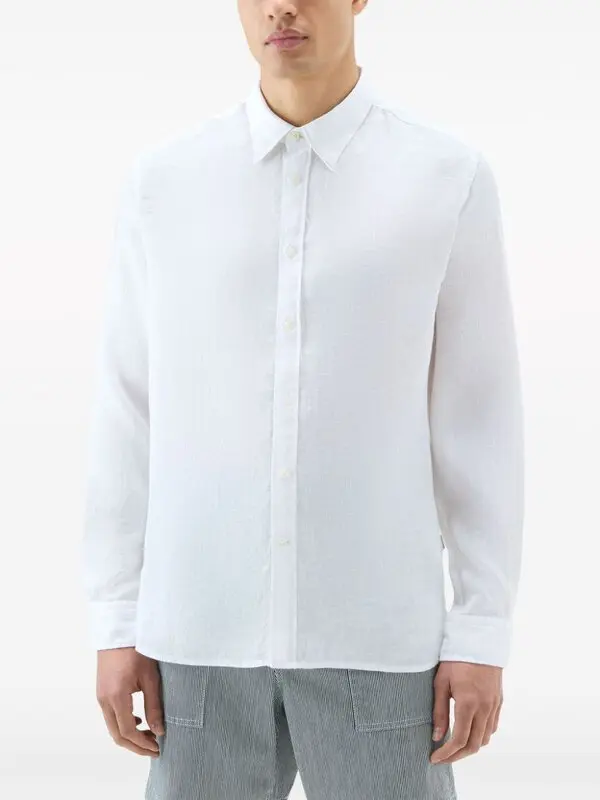 Woolrich Point-collar Linen Shirt - White